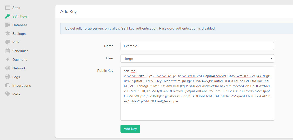 Set up a database connection with Forge and Navicat - Web Design Adelaide